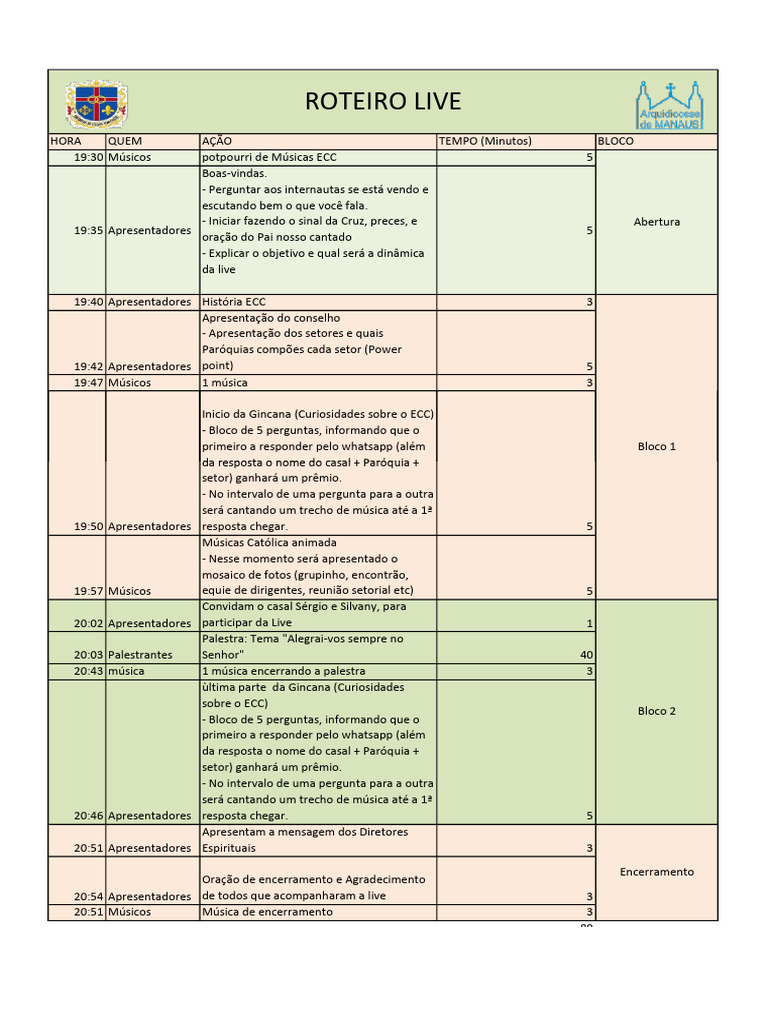 Roteiro Live | PDF