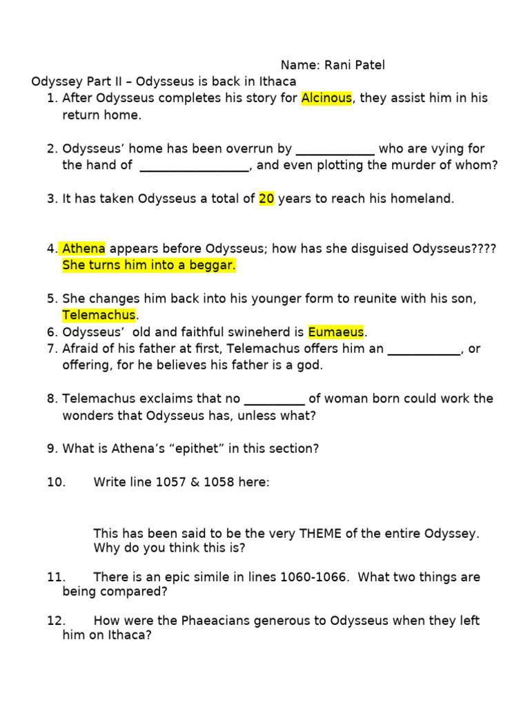 Odyssey+Part+II+O+&+Telemachus +argus | PDF