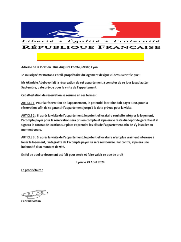 Mr. Akindele's Booking Certificate | PDF