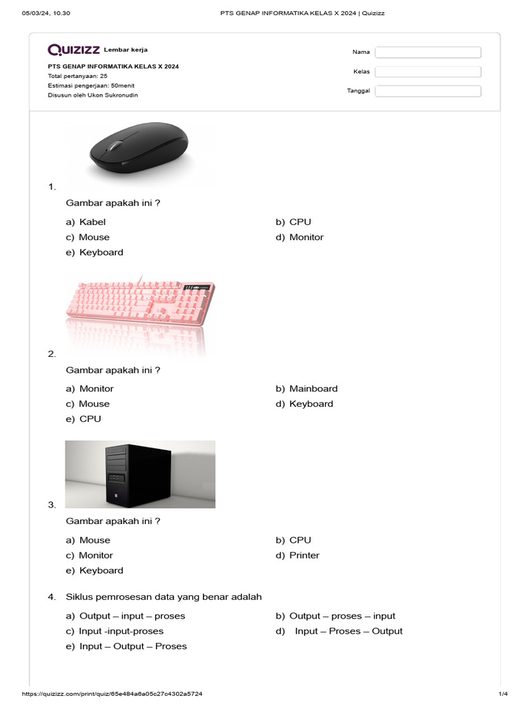 Sts Genap Informatika Kelas X 2024 | PDF