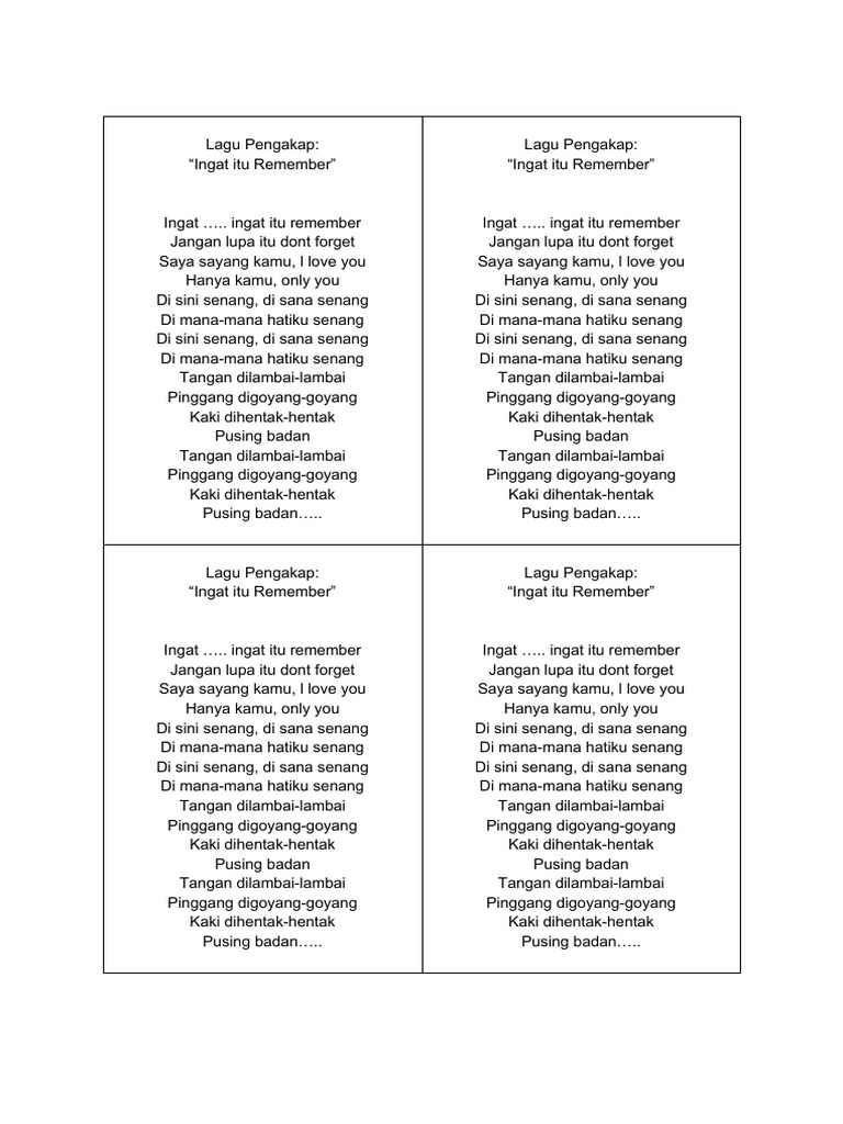 Lirik Lagu Ingat Itu Remember | PDF