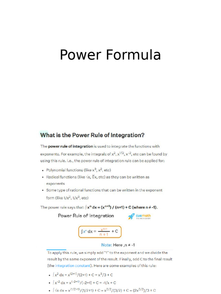 Power Rule Formula | PDF
