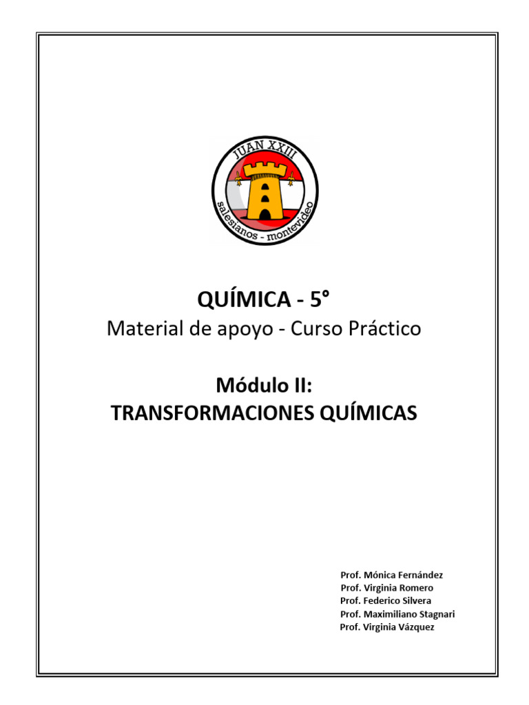 Librillo de Actividades Prácticas Módulo II - Transformaciones Químicas - 2024 | PDF
