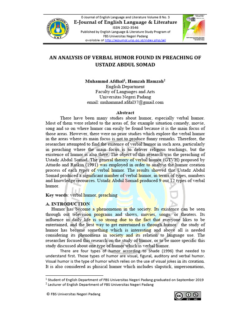 An Analysis of Verbal Humor in Preaching | PDF