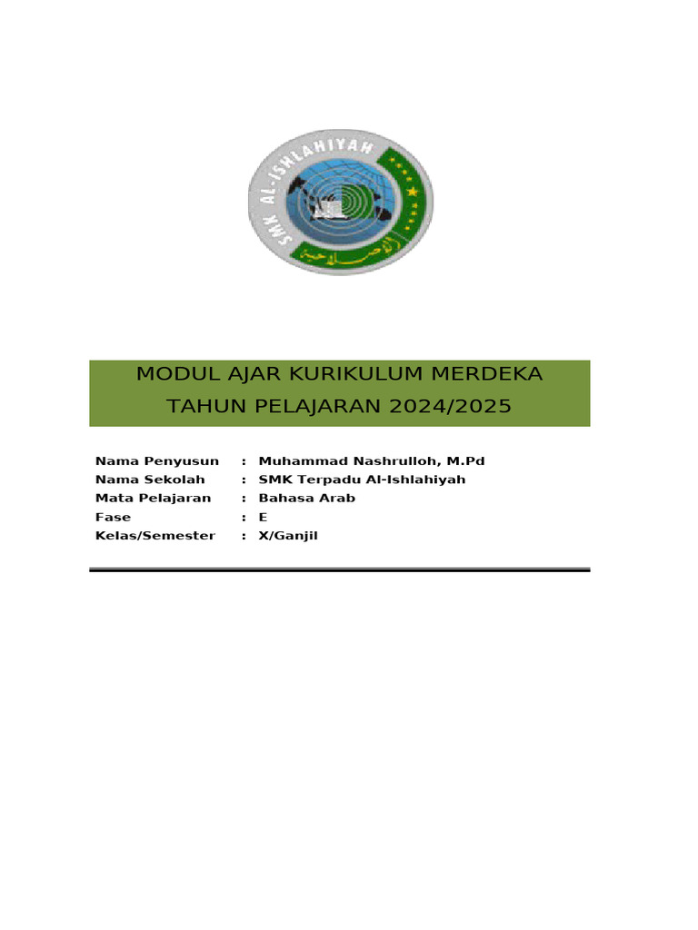 Template Modul Ajar | PDF