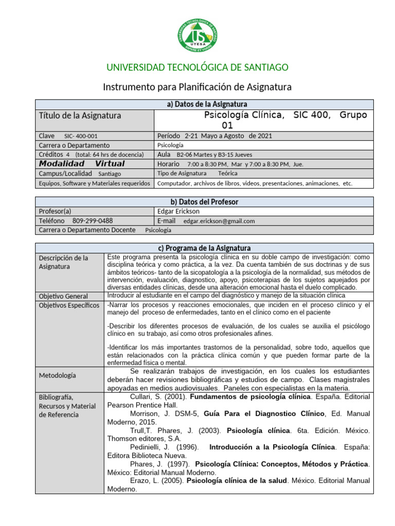 Planif Clinica SIC-400 Mayo 2021 | PDF
