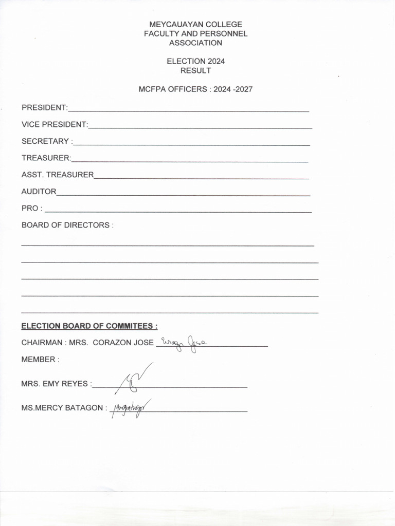 Union Officers 2024-2027 | PDF