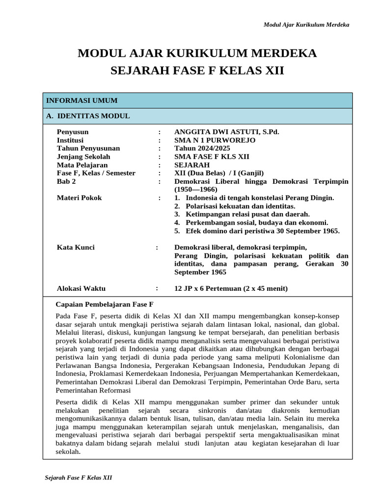 Modul Ajar OBSER Bab 2 Demokrasi Liberal Hingga Demokrasi Terpimpin Kls ...