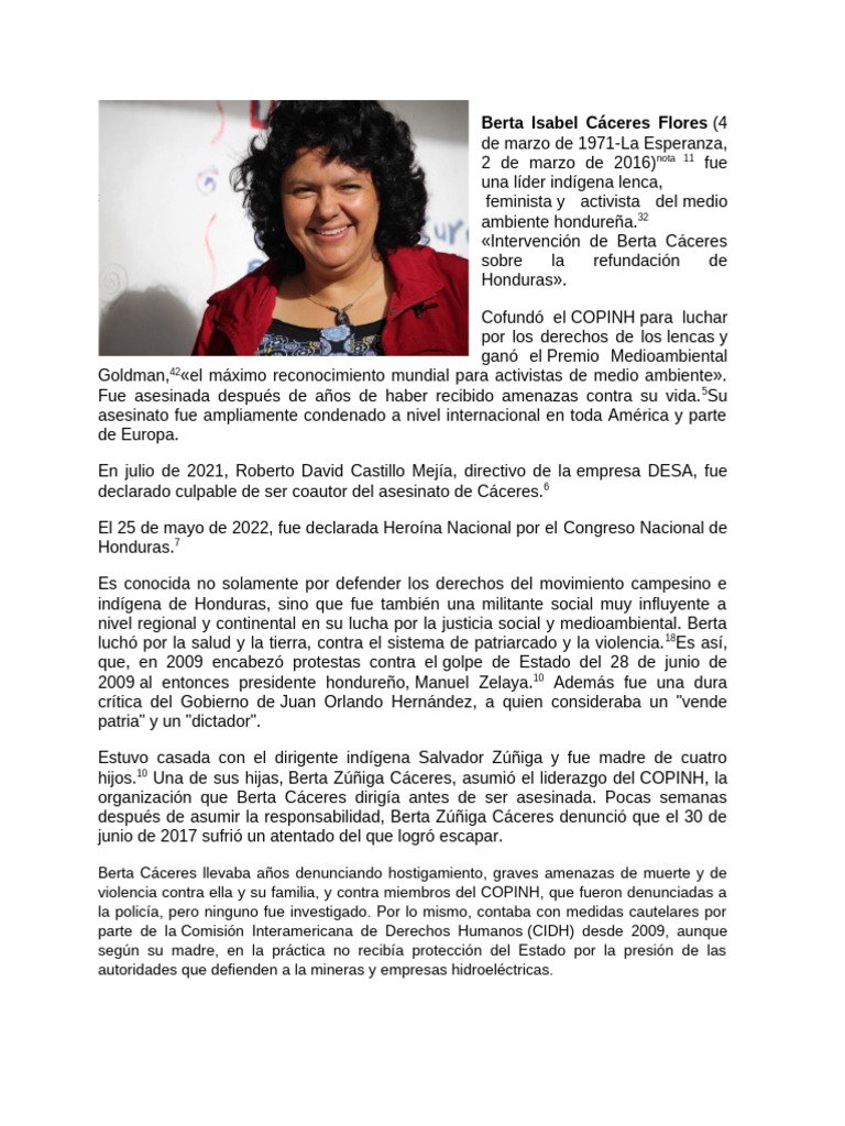 Biografia Berta Caceres y Malala | PDF