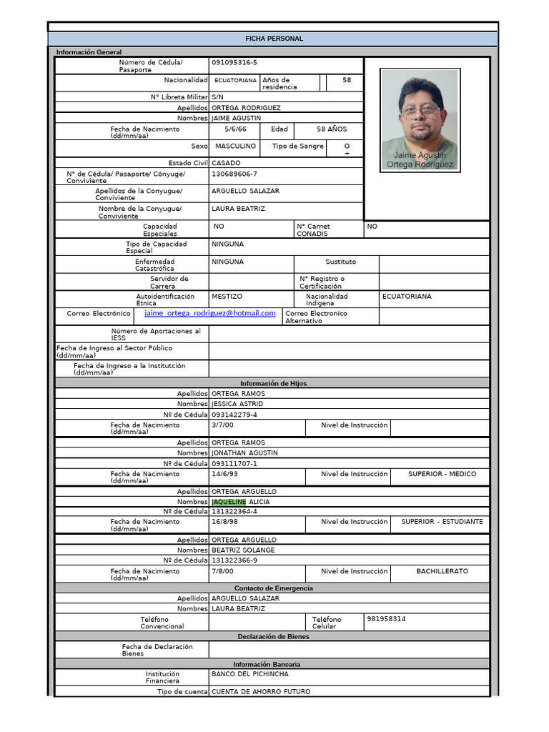 03 Ficha Personal General Siith | PDF