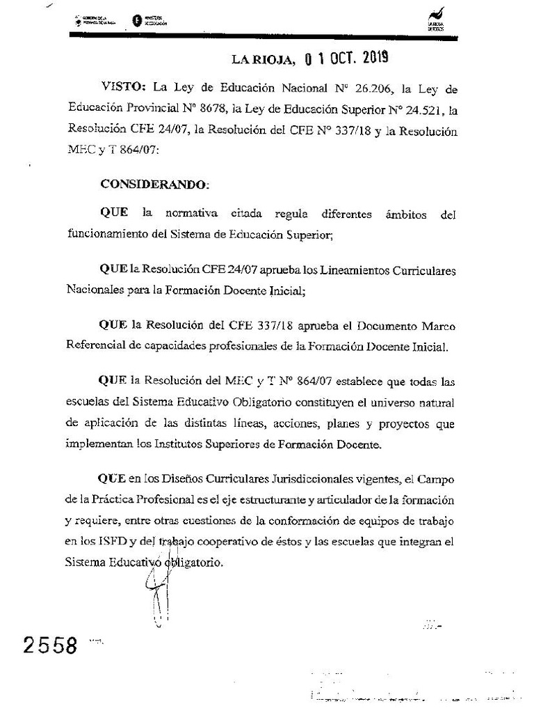 Resolución Mecyt #2558-19 Reglamento Jurisd de Prácticas y Re | PDF
