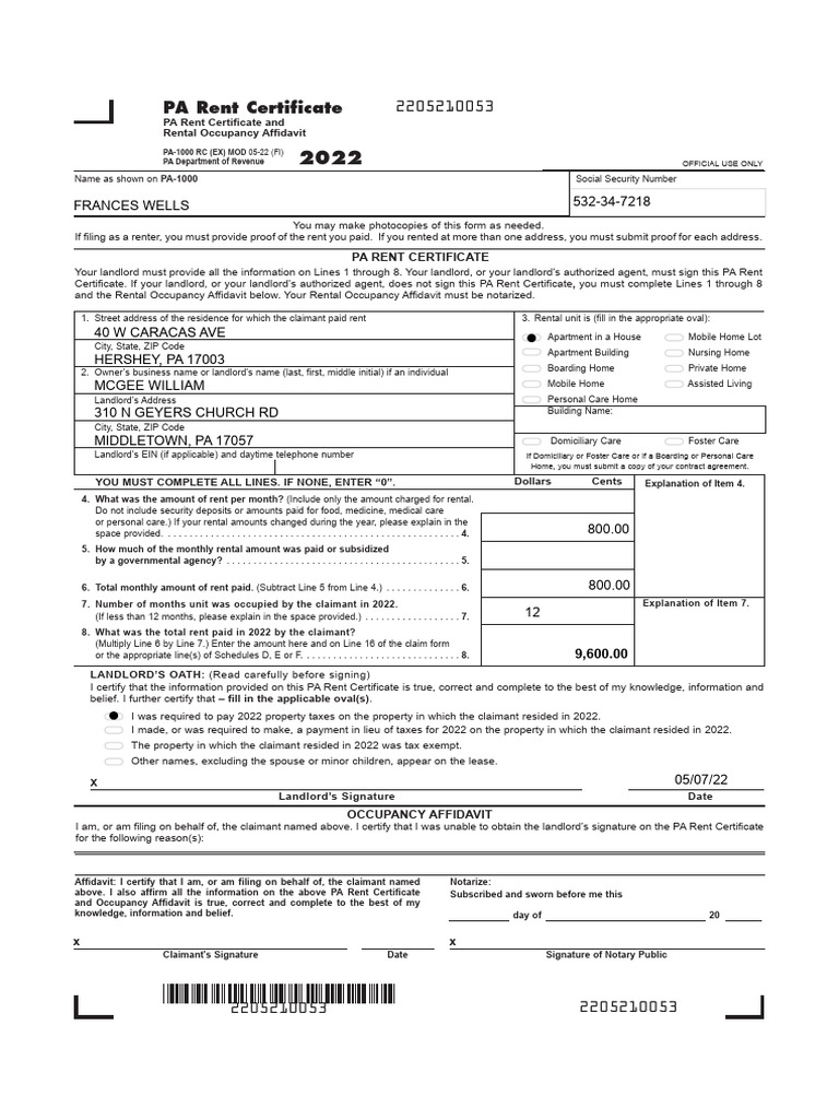 Rent Certificate | PDF