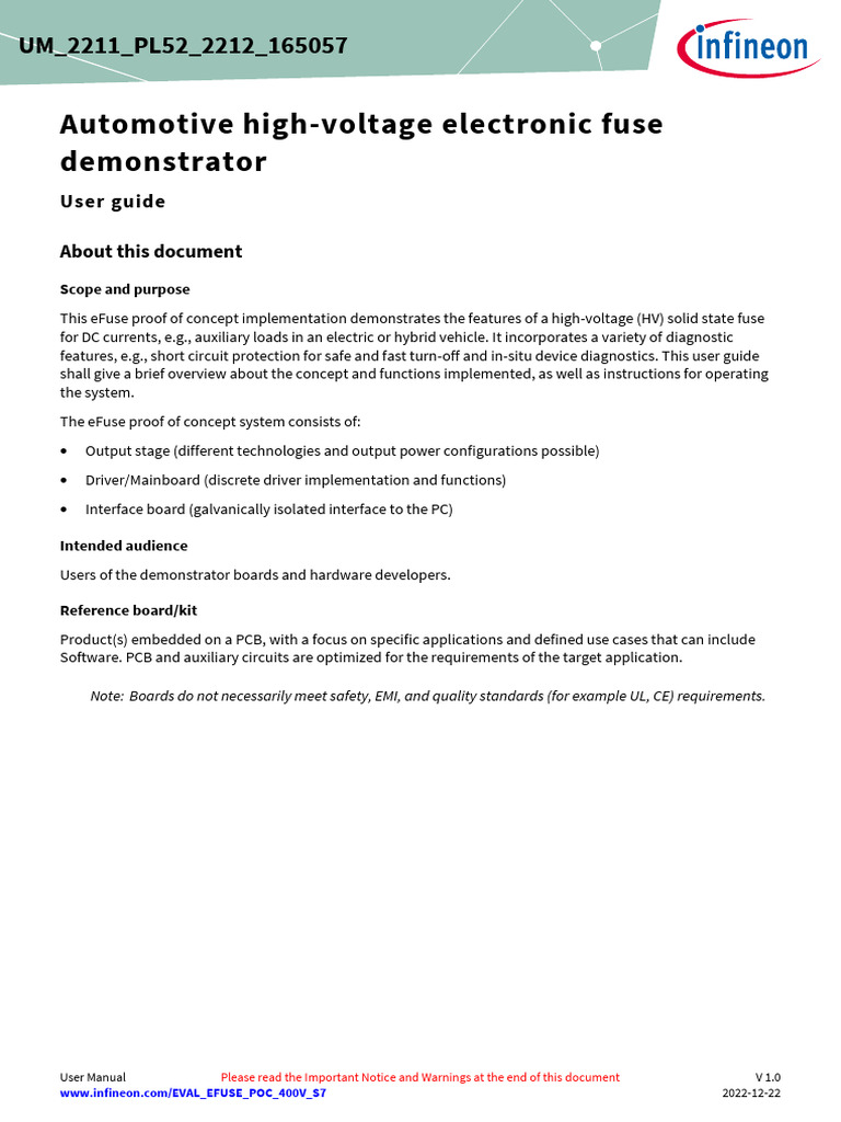 Infineon Eval Efuse Poc 400v S7 Automotive High Voltage Electronic Fuse Demonstrator