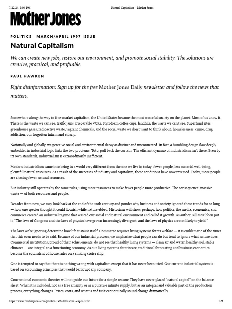 Natural Capitalism - Mother Jones | PDF