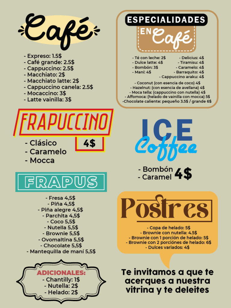Cafe y Postres | PDF