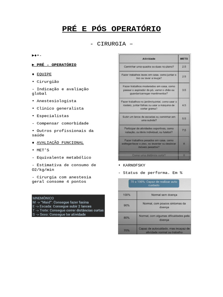 Pré e Pós Operatório | PDF