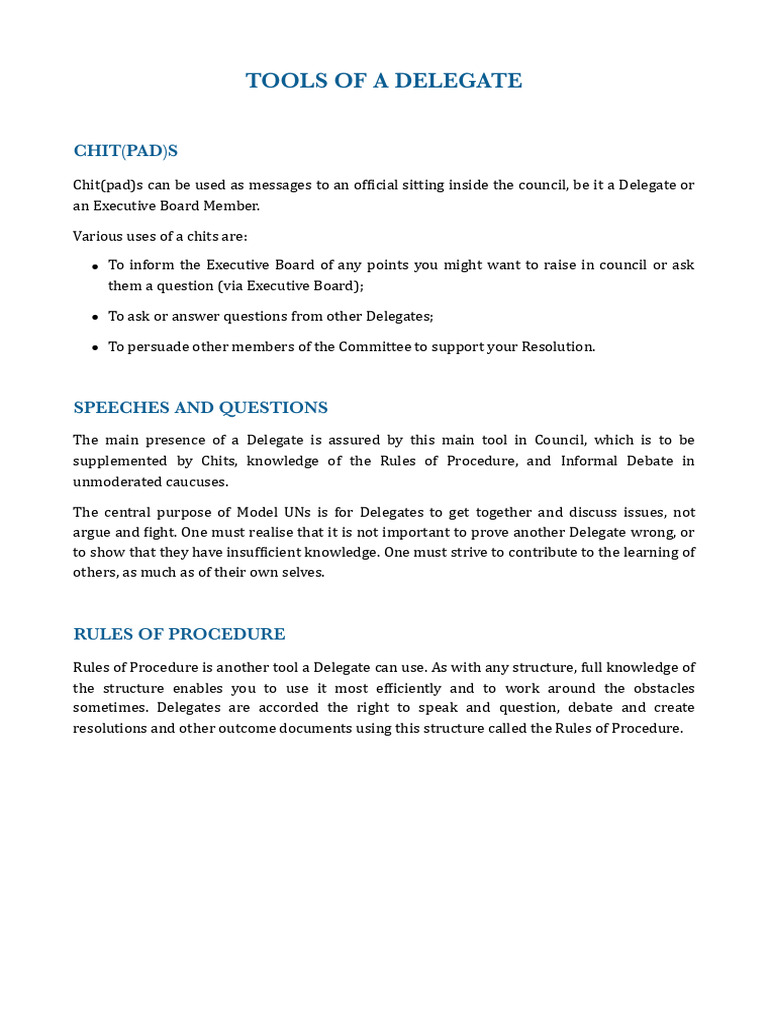 Tools of A Delegate: Chit (Pad) S | PDF