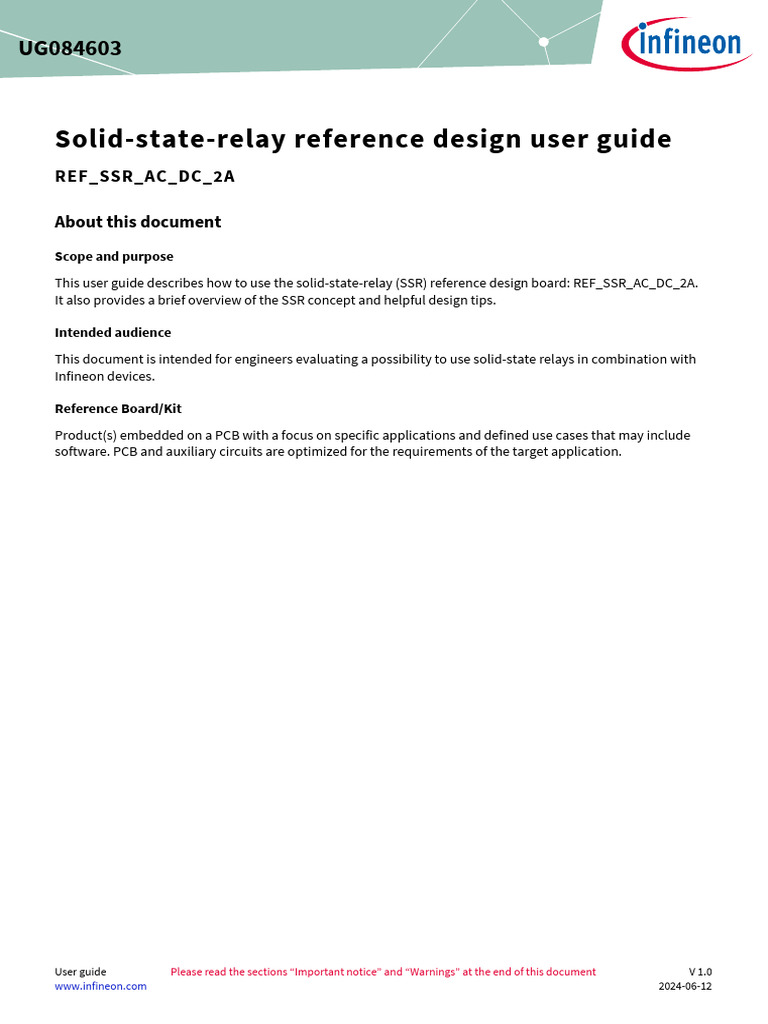 Infineon-Solid State Relay Reference Design User guide-UserManual-v01 00-EN | PDF | Field Effect ...