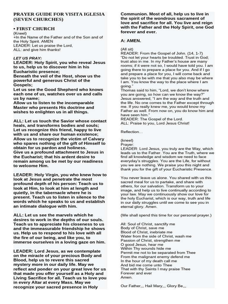 Prayer Guide For Visita Iglesia | PDF
