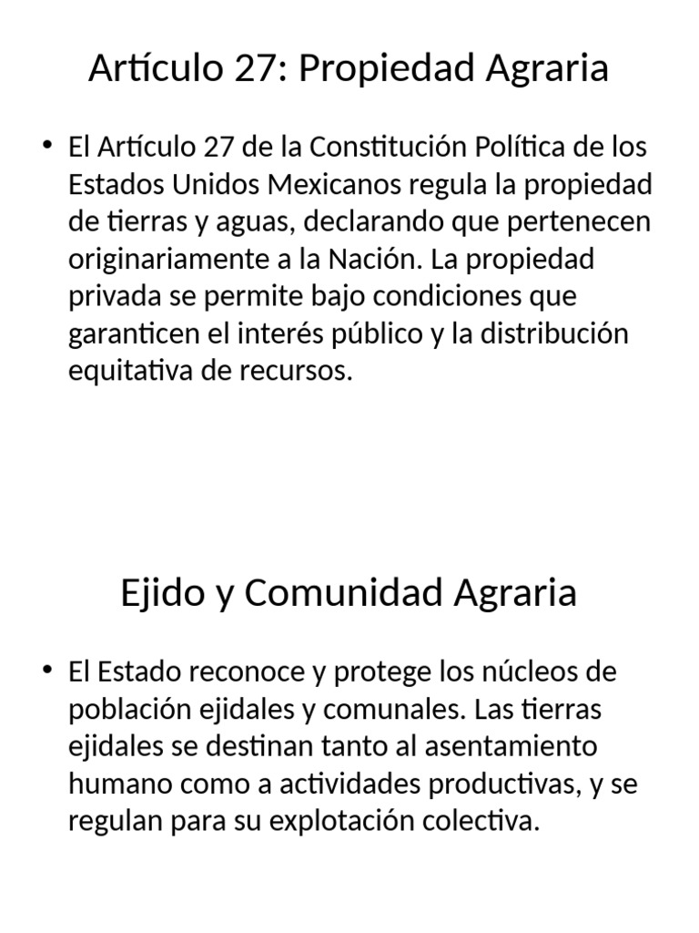 Presentacion Articulo 27 Agrario | PDF
