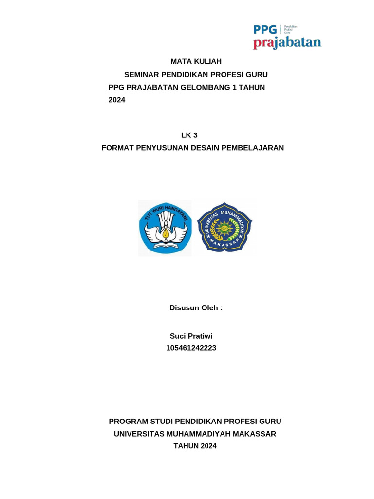 LK 3 - Format Penyusunan Desain Pembelajaran | PDF