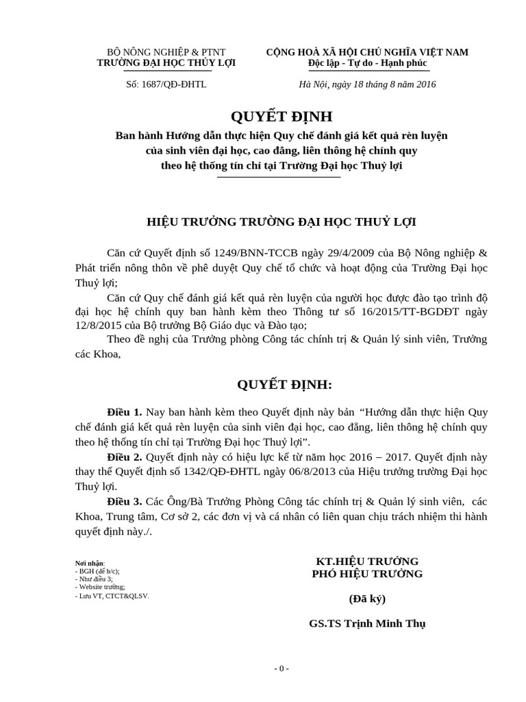 QĐ Đánh Giá KQRL (Final 18-8-2016) | PDF