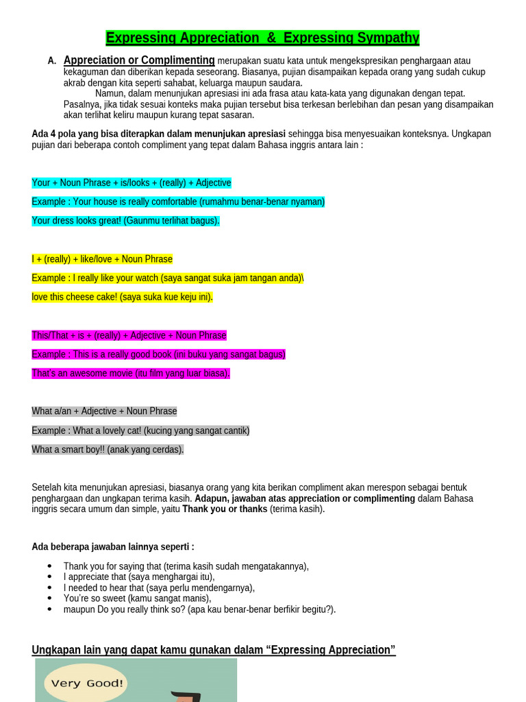 Expressing Appreciation and Sympathy | PDF