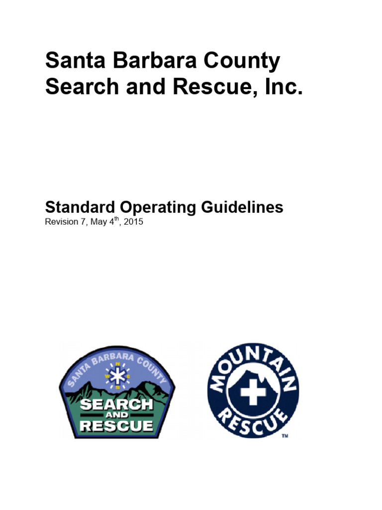 SBCSAR - Standard Operating Guidelines SOG | PDF