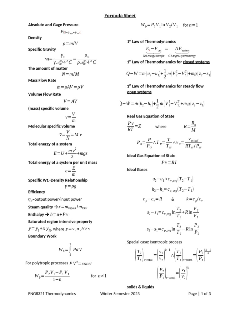 00 FormulaSheet | PDF