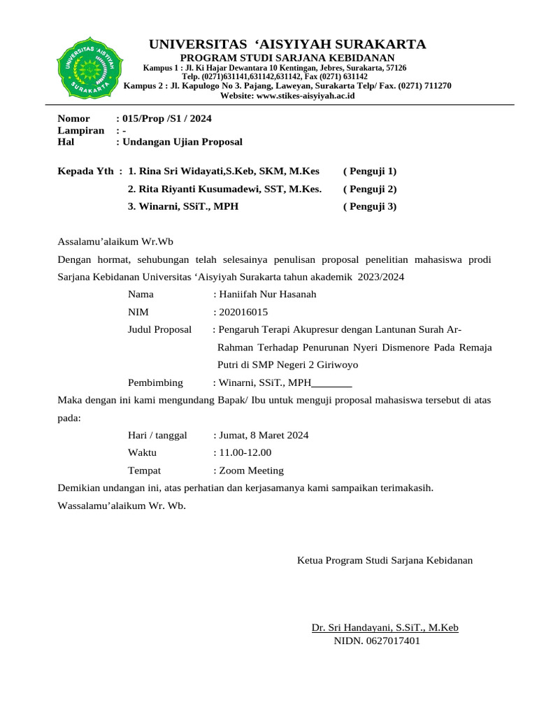 Undangan Ujian Sempro | PDF