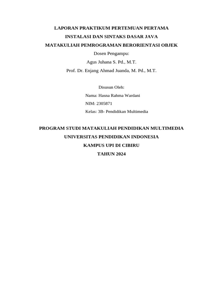 Laporan Praktikum Pertemuan Pertama | PDF