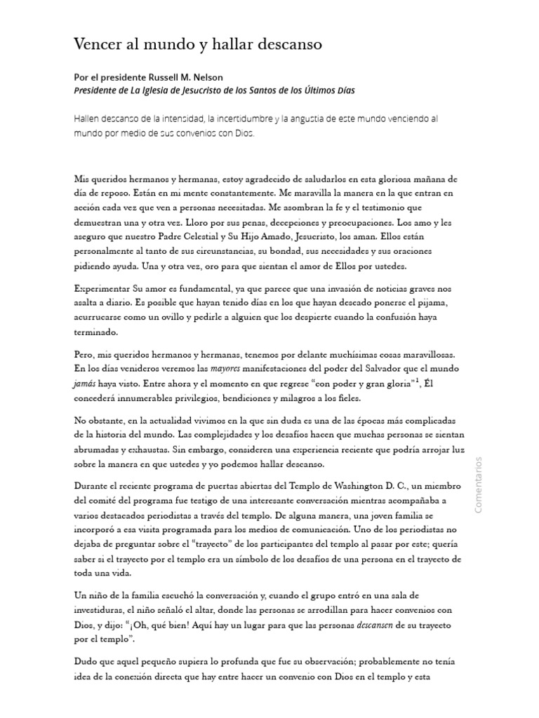 Vencer Al Mundo y Hallar Descanso | PDF