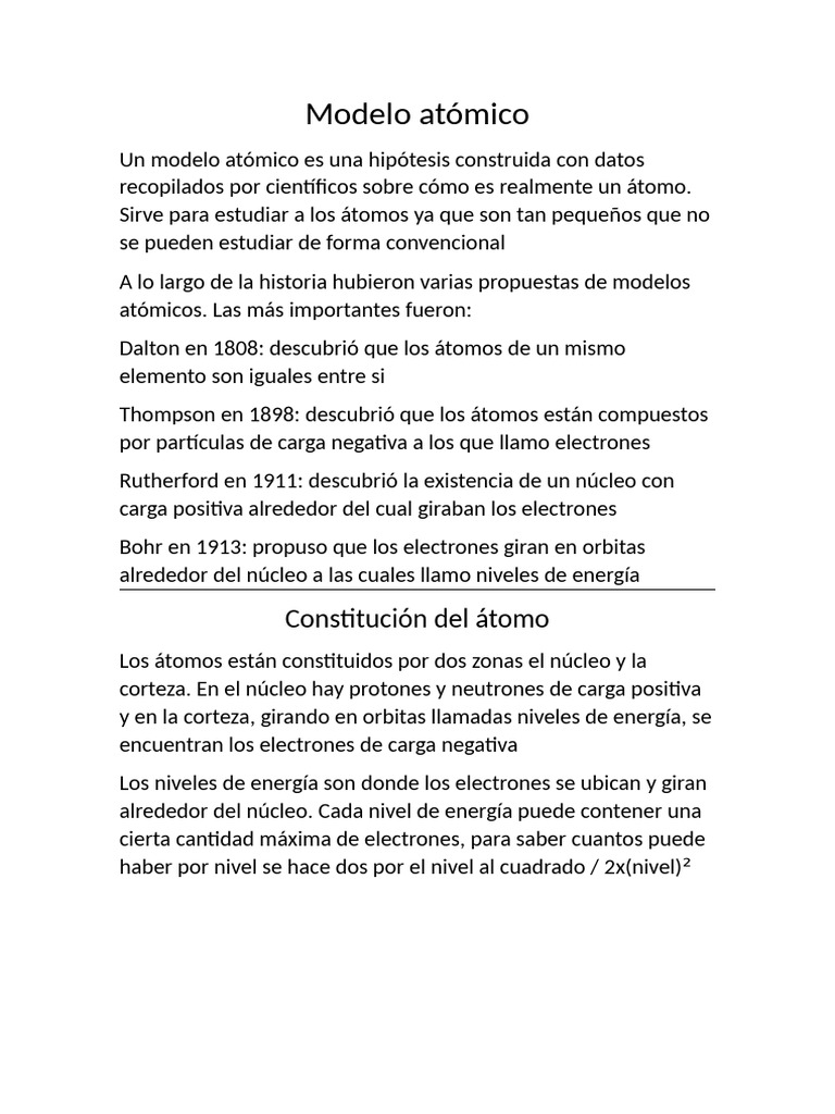 Modelo atómico | PDF