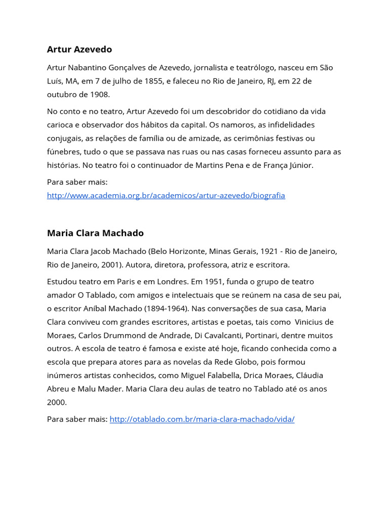Biografias Autores Textos Teatrais | PDF