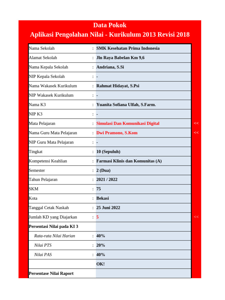 10 FKK (A) - Nilai Uas 2 Simdig | PDF