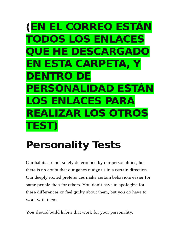5. Personality Test | PDF
