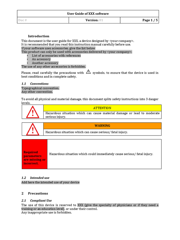 Software User Guide Template | PDF