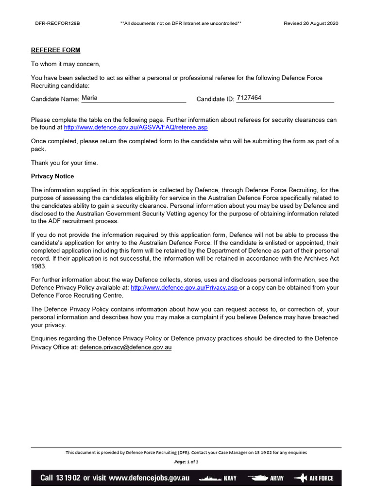 DFR-RECFOR128B Checkable Background Pre-Screening - Referee Form-1 | PDF