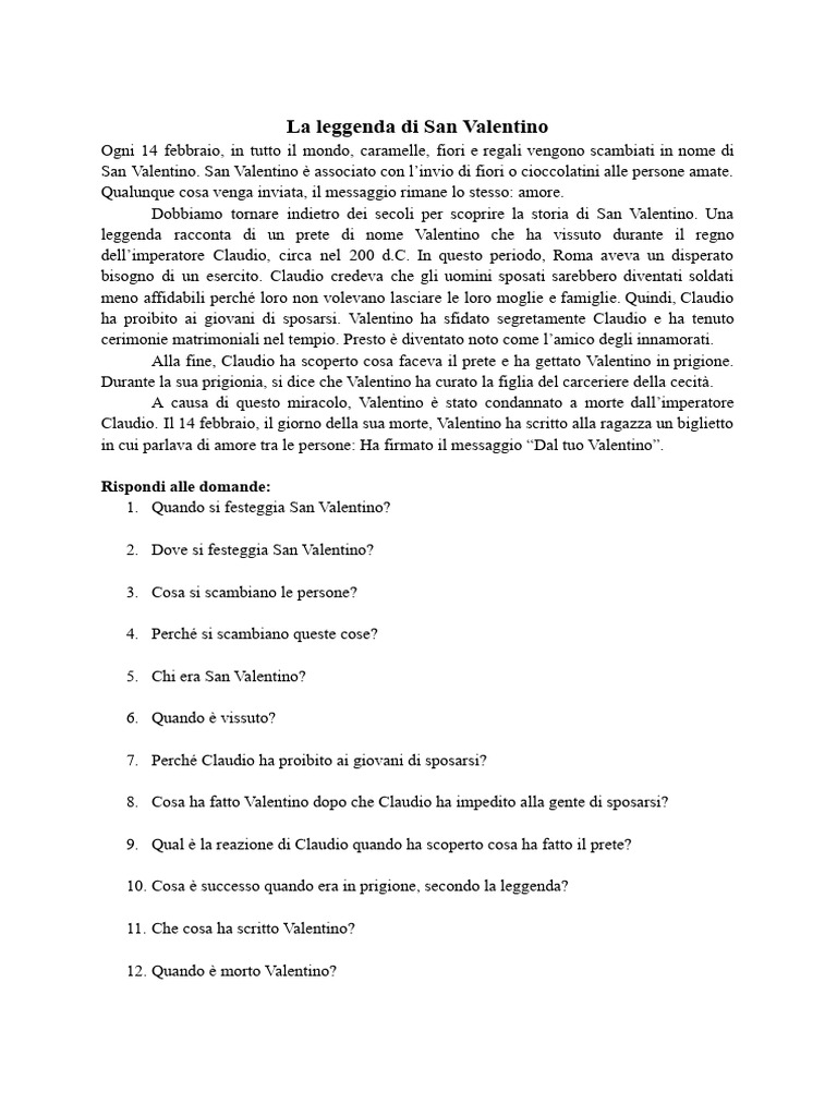 La Leggenda Di San Valentino | PDF