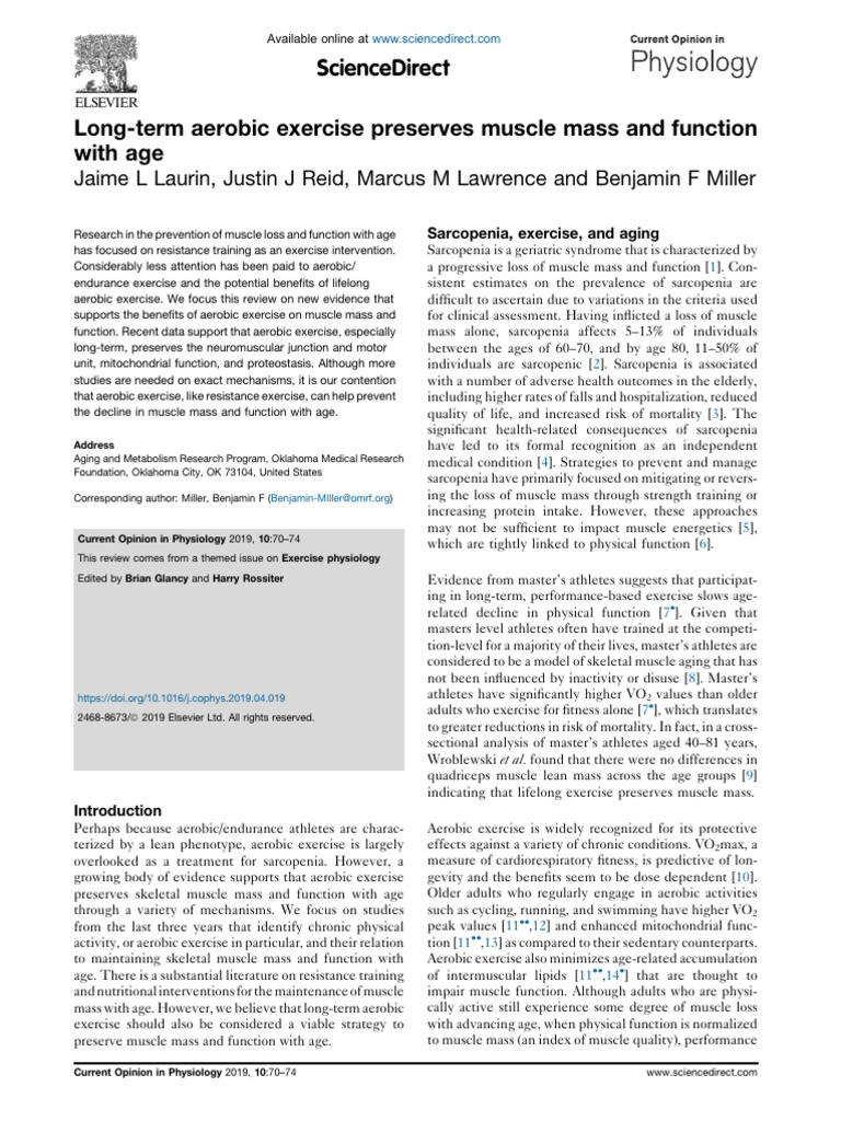 Long-Term Aerobic Exercise Preserves Muscle Mass and Function With Age ...