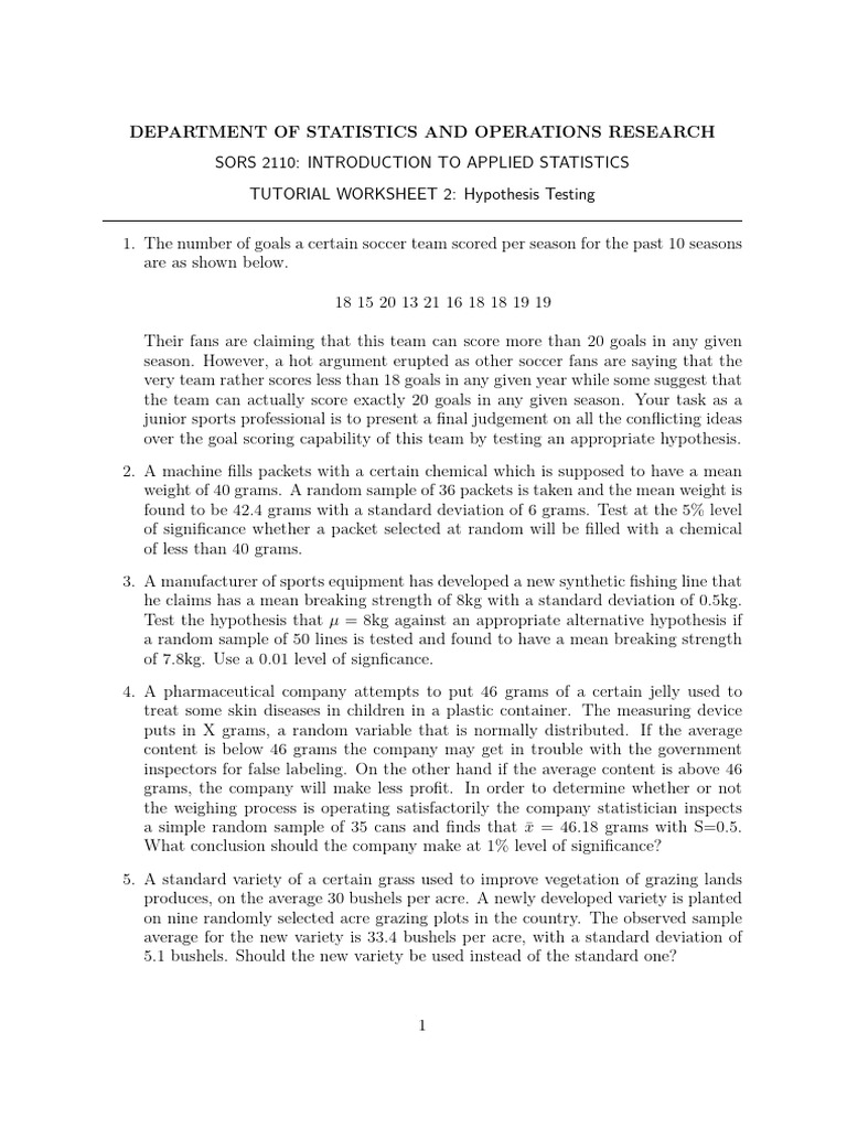 SORS 2110 Tutorial 2 (2021) | PDF