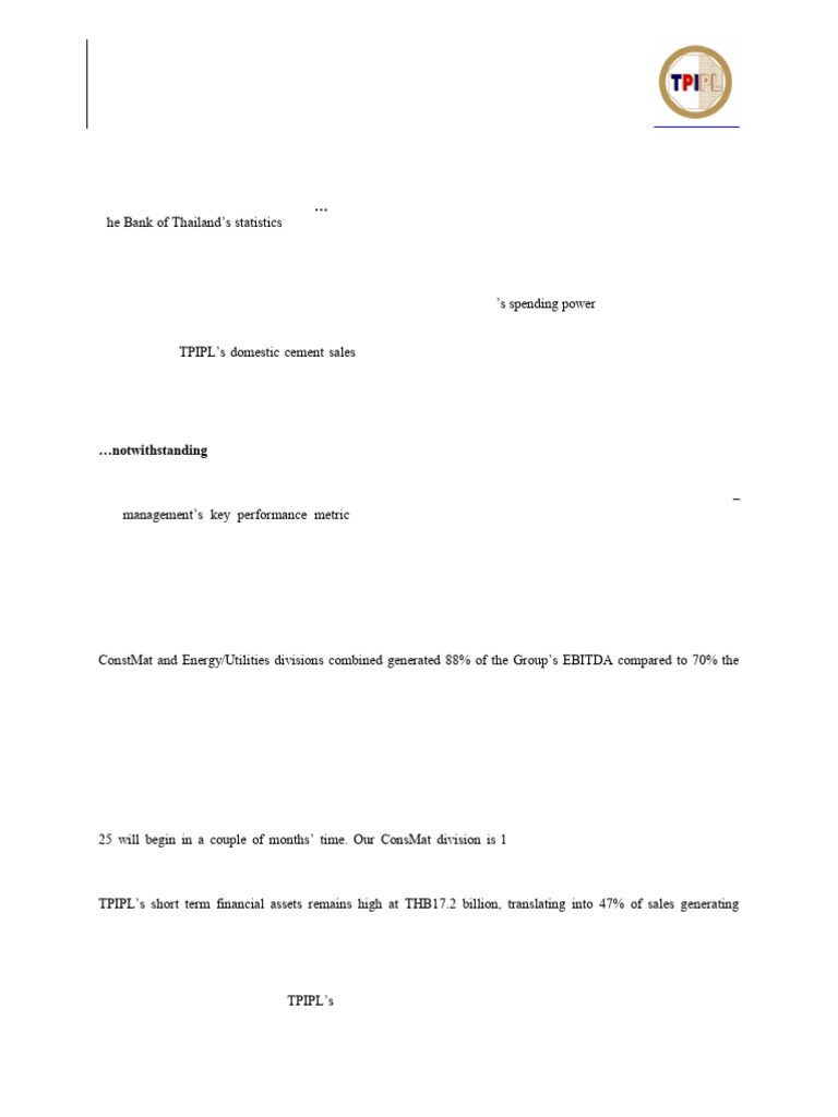 TPIPL 1Q24 Press Release | PDF | Recession | Economies