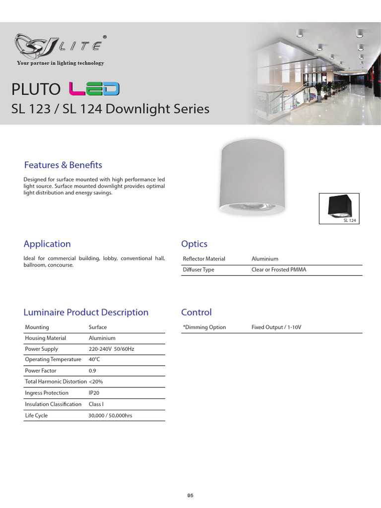 SL123 - SL124 Downlight Series - Product Sheet | PDF