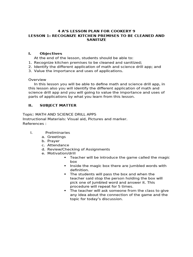 4AS LESSON PLAN TLHC 322 | PDF