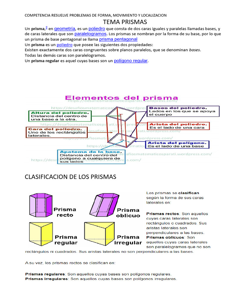 Definicion de Prismas Elementos | PDF