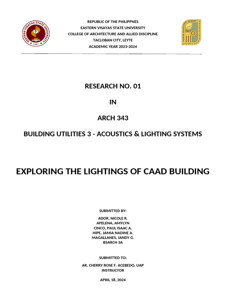 Research No. 02 Exploring The Lightings of CAAD Building 2 | PDF