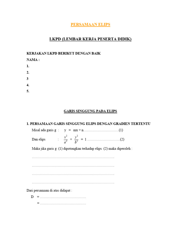LKPD PGS Elips 1 | PDF