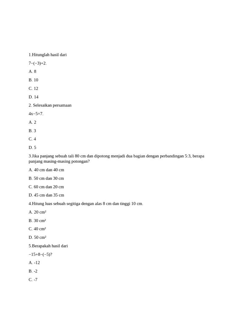 SAT SMP 7 MTK Soal | PDF