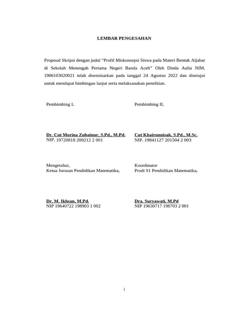 Dinda - Lembar Pengesahan Sempro | PDF