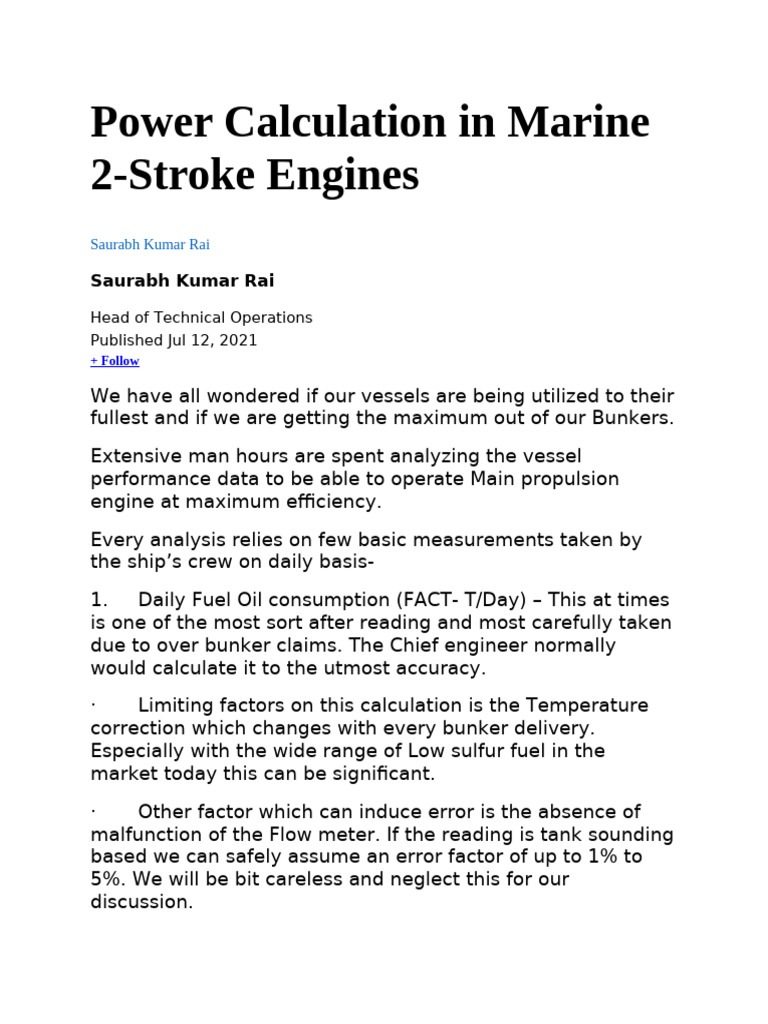 Power Calculation in Marine 2 | PDF